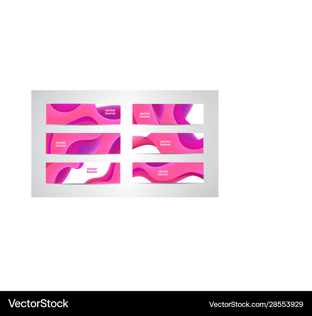 Set abstract wavy pink banners 3d flow Royalty Free Vector