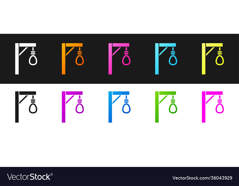 Set gallows rope loop hanging icon isolated Vector Image