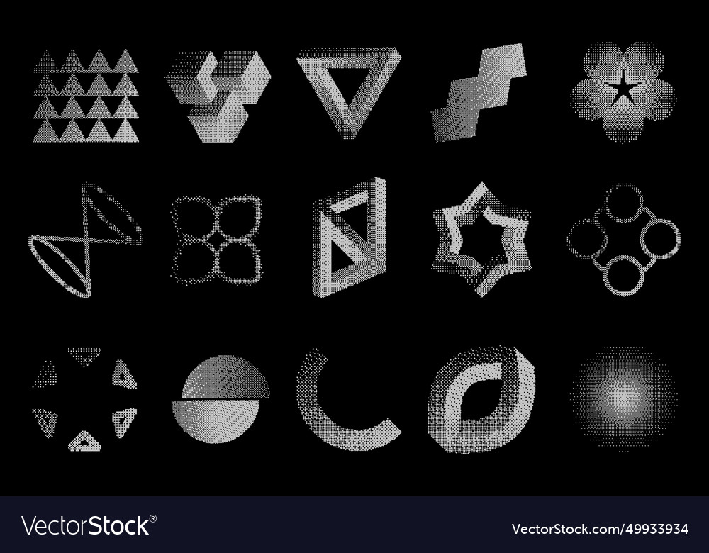 Bitmap dither figures abstract pixel gradient Vector Image