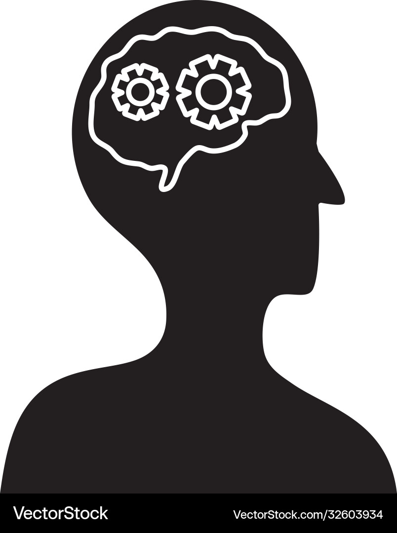Mental health concept profile head with brain Vector Image
