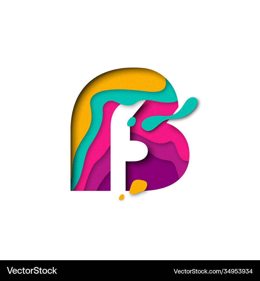 Paper cut letter eszett realistic 3d multi layers Vector Image