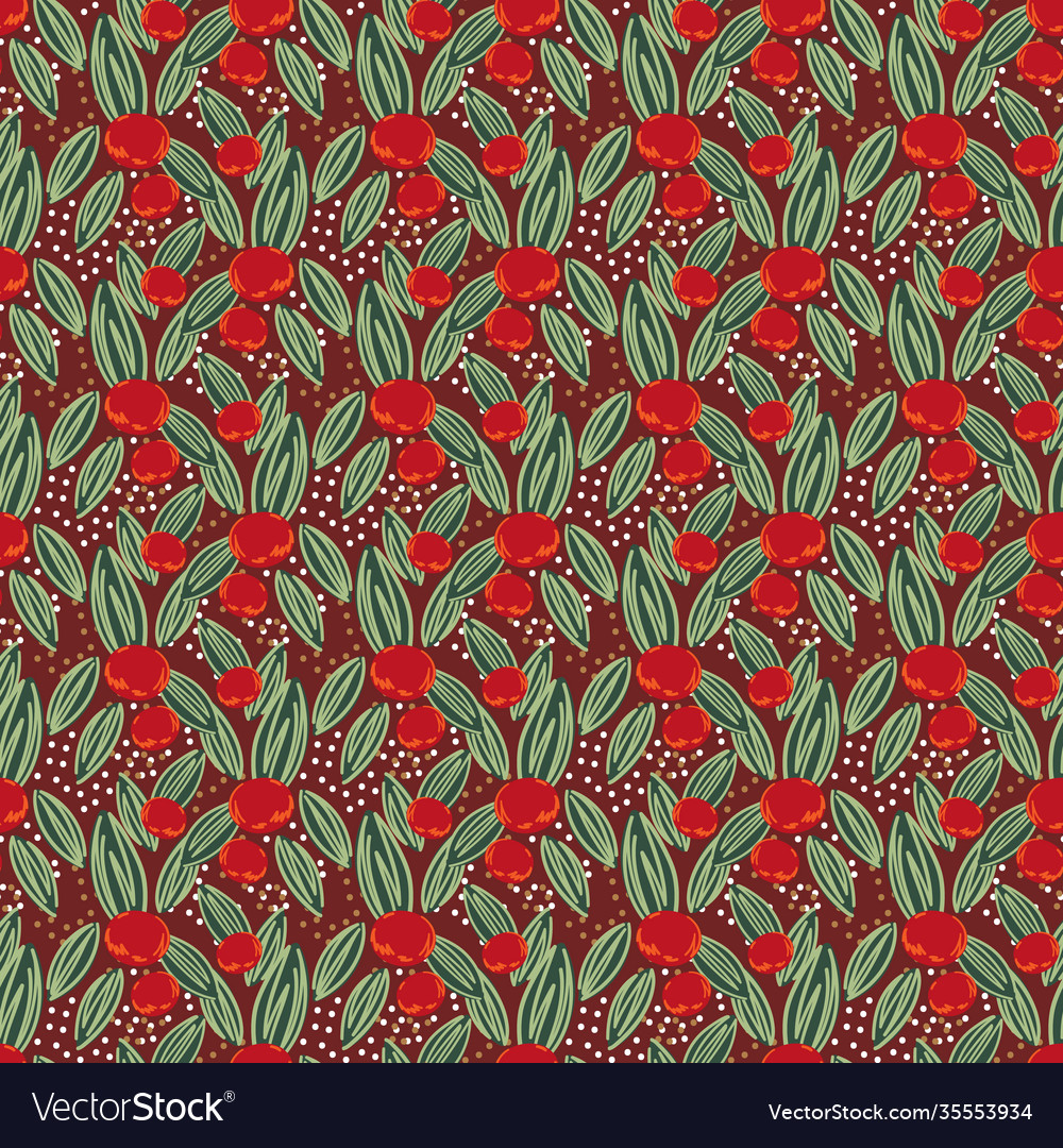 Red berries seamless pattern Royalty Free Vector Image