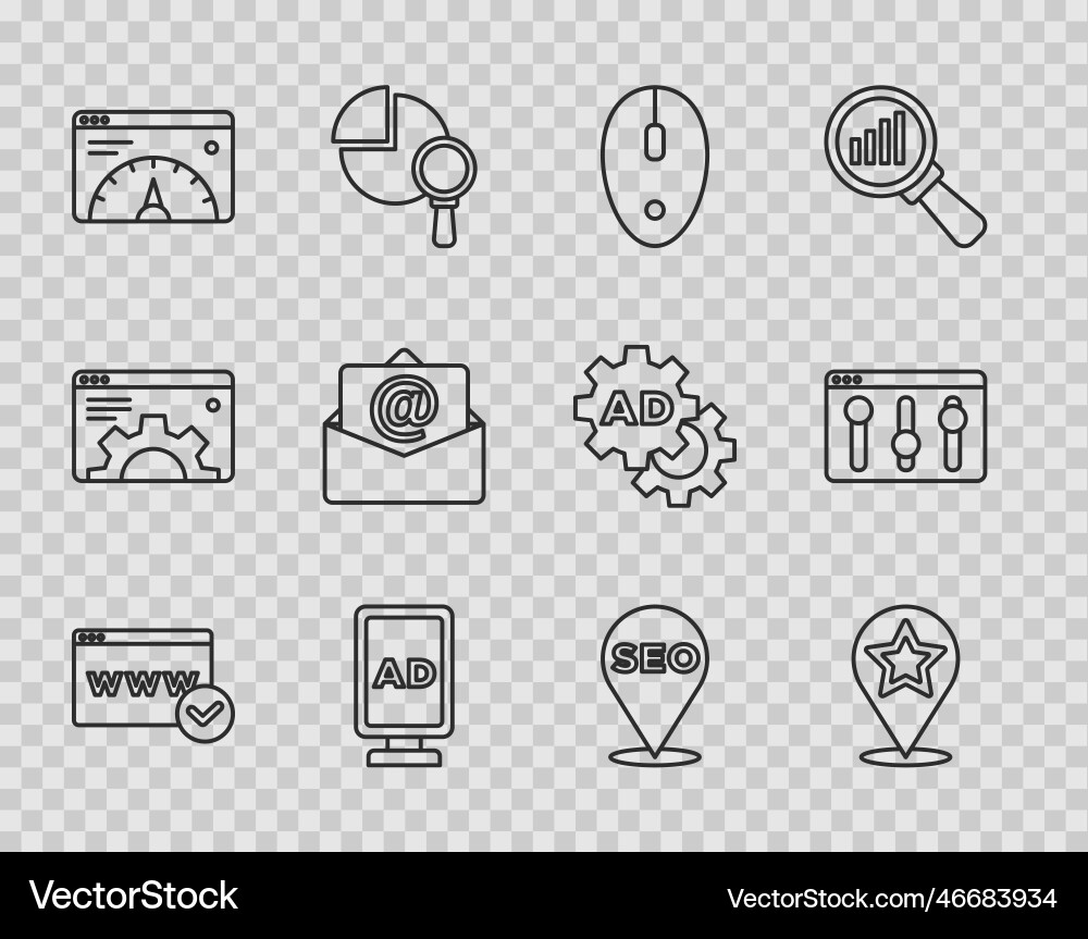 Set line website template map pointer with star Vector Image