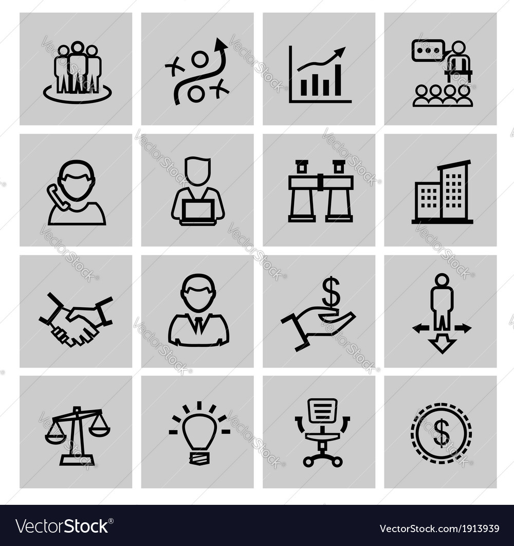 Black business icons Royalty Free Vector Image Black business icons Royalty Free Vector Image