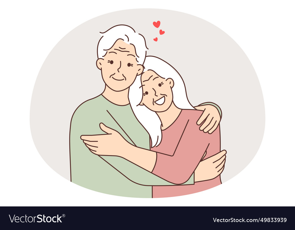 Happy Elderly Couple Hugging Royalty Free Vector Image