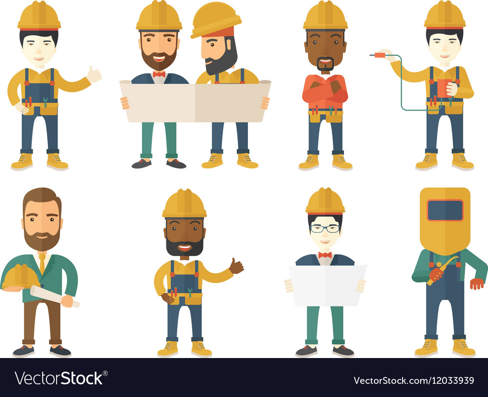 Set of constructors and builders characters Vector Image Set of constructors and builders characters Vector Image