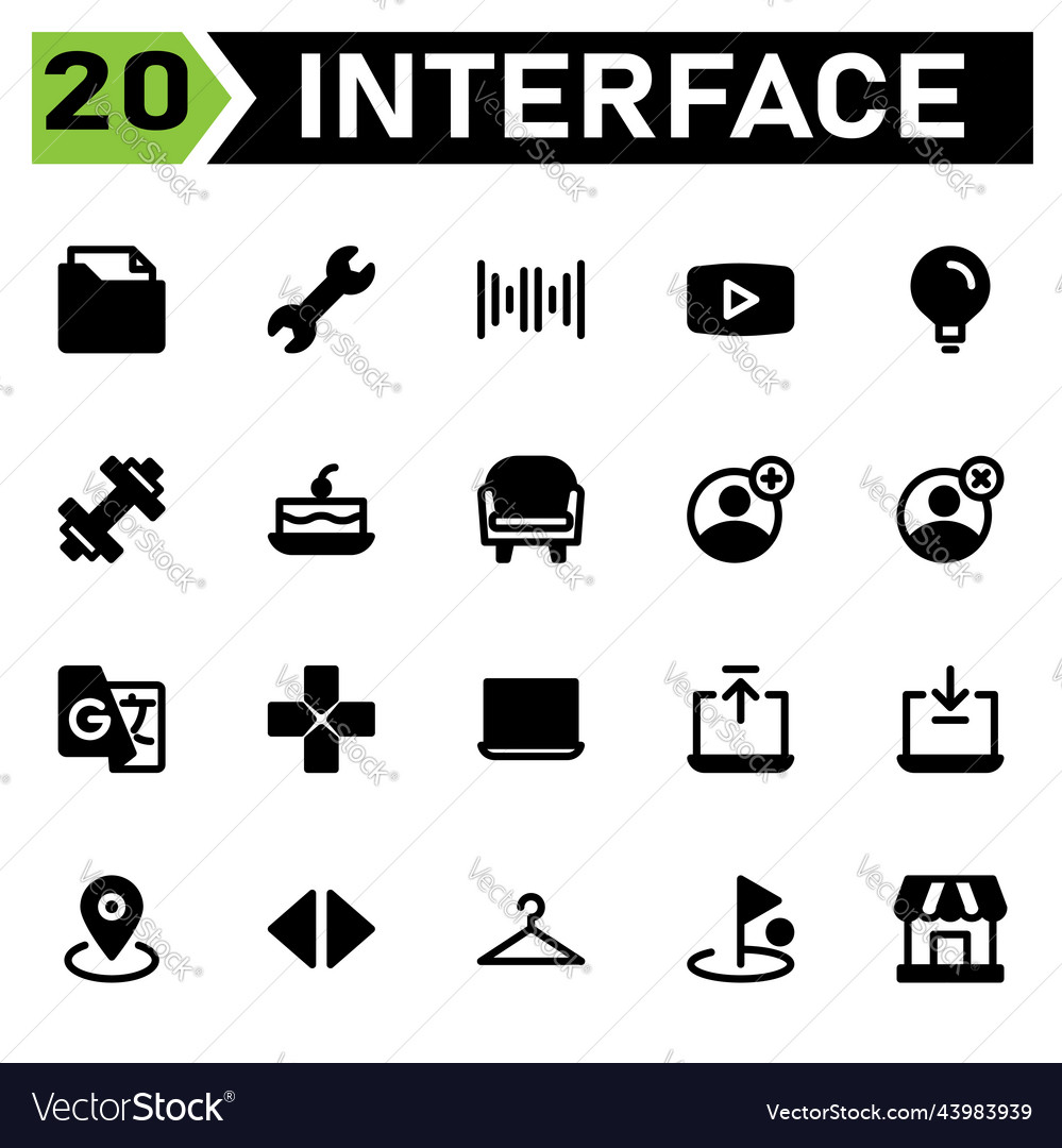 User interface icon set include folder file Vector Image