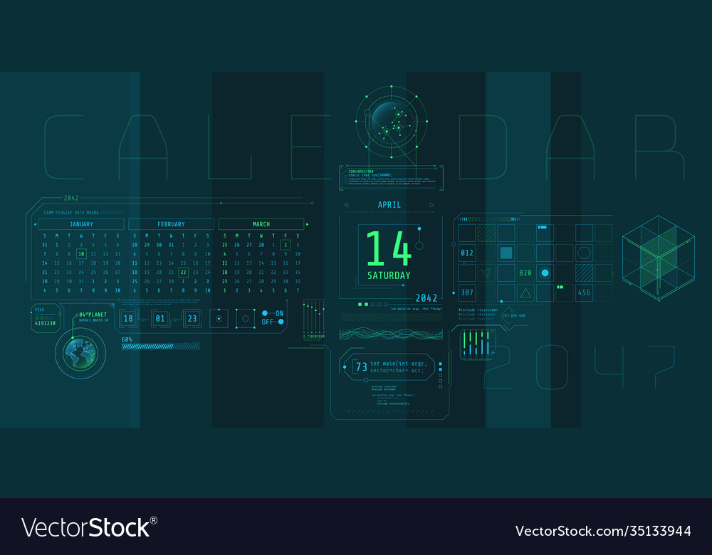Composition computer hud interface with Royalty Free Vector
