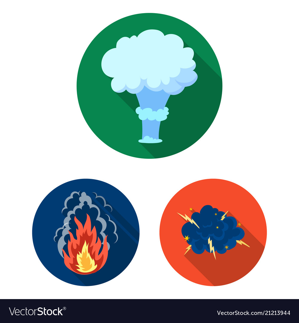 Different explosions flat icons in set collection Vector Image
