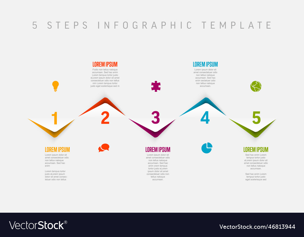 Five horizontal corner steps elements template Vector Image