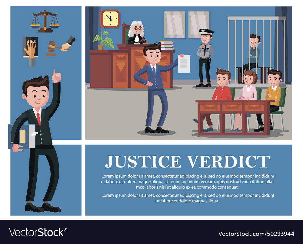 Flat judicial system composition Royalty Free Vector Image