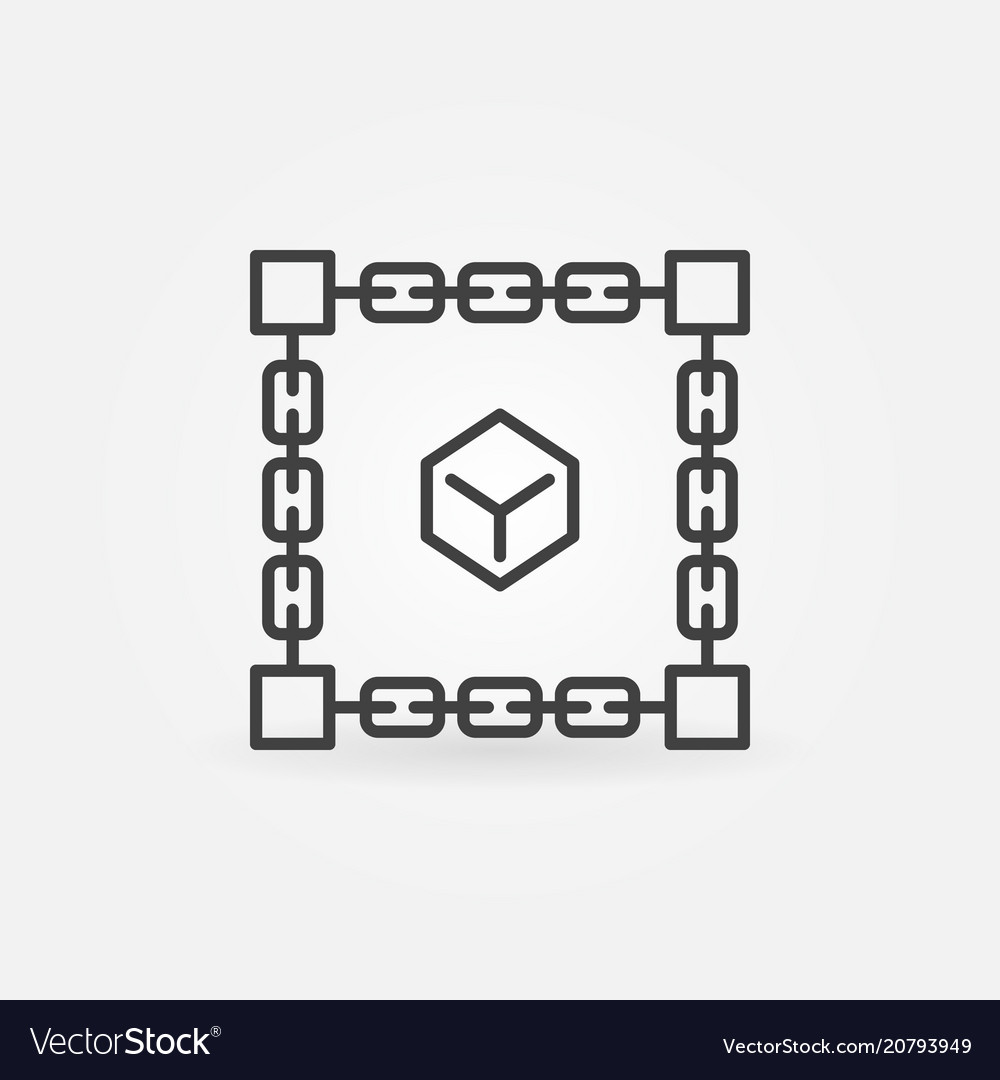 Cube inside blockchain block chain linear Vector Image