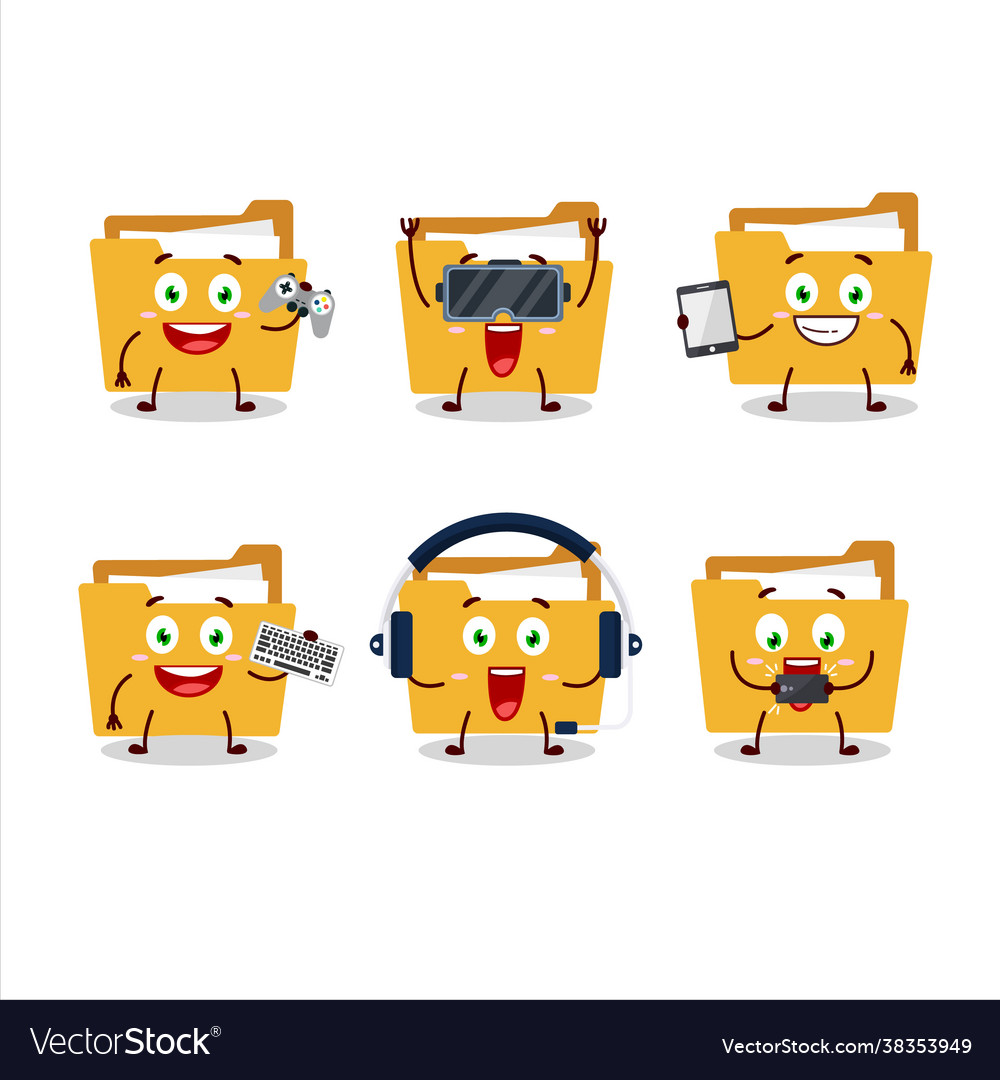 File folder a cartoon character are playing games Vector Image