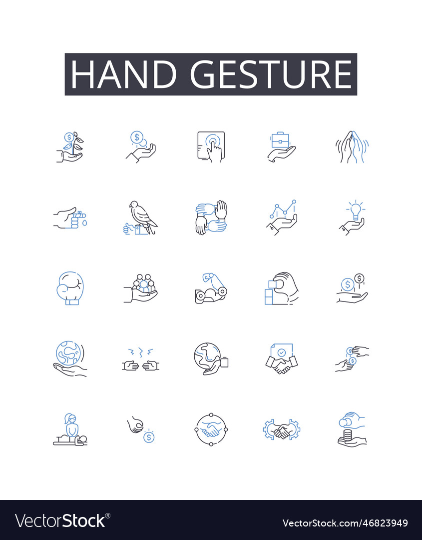 Hand gesture line icons collection eye contact Vector Image