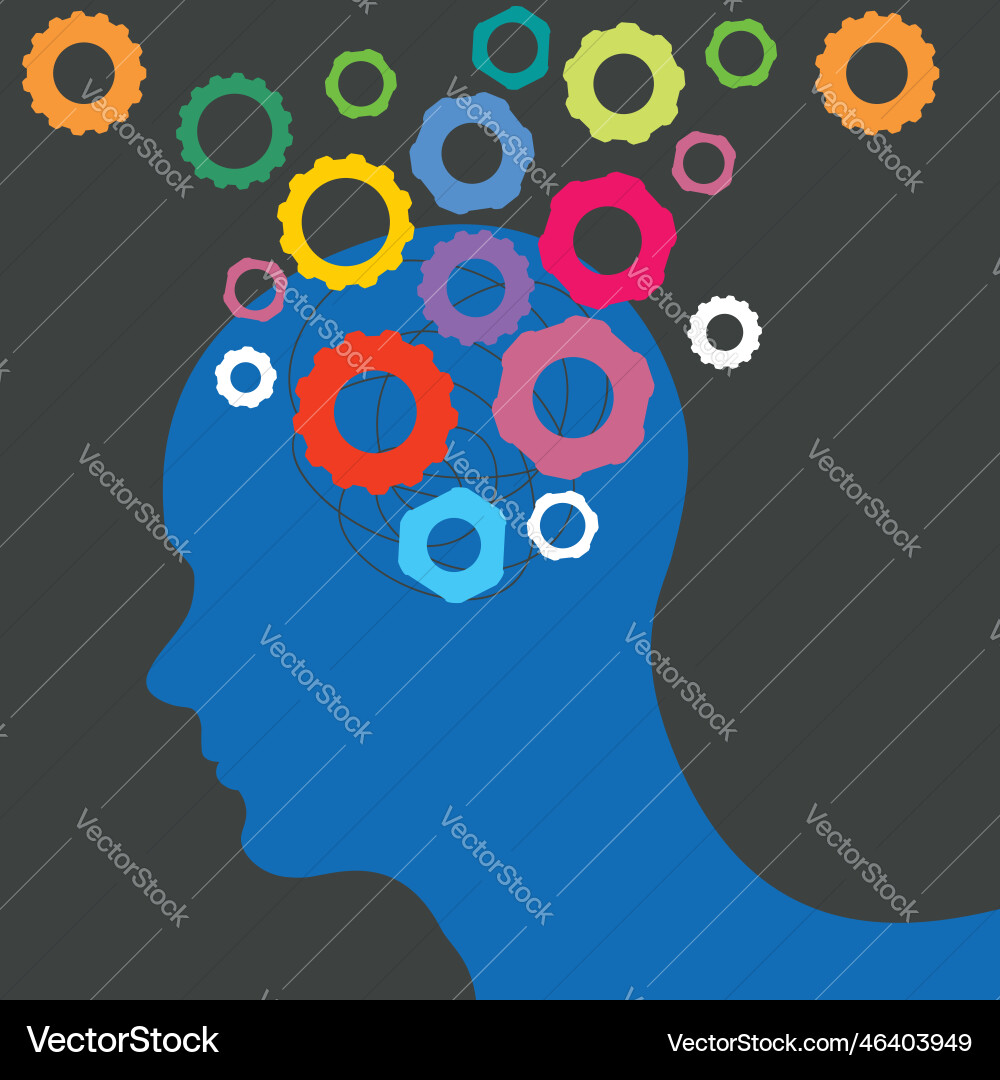 Head with colorful gears Royalty Free Vector Image