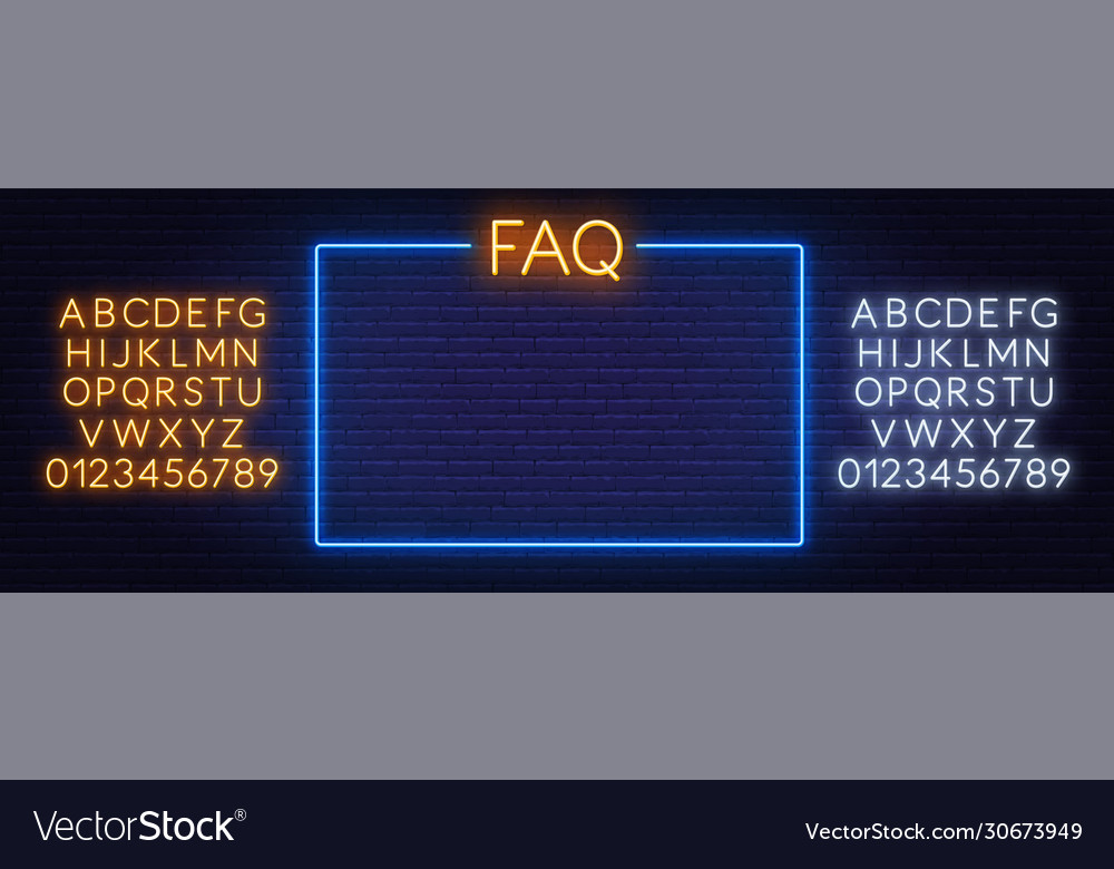 Neon sign faq frequently asked questions Vector Image Neon sign faq frequently asked questions Vector Image