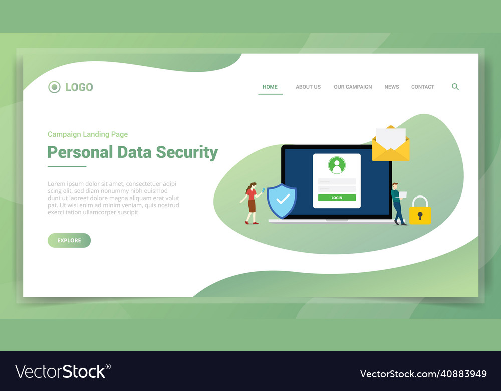 Personal data security concept for website Vector Image