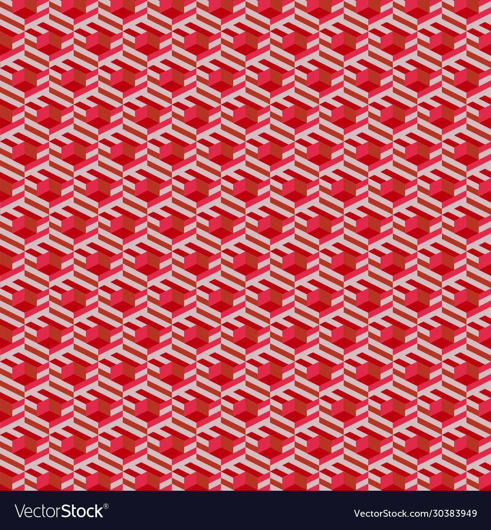 Seamless pattern 3d square red Royalty Free Vector Image
