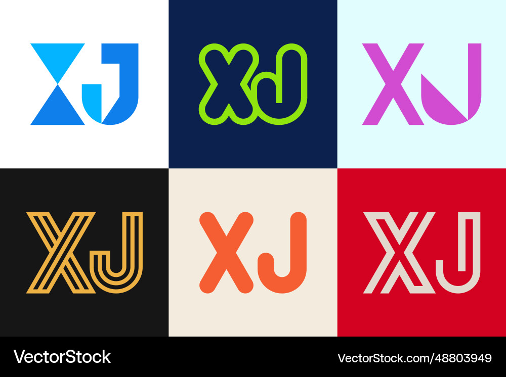 Set of letter xj logos Royalty Free Vector Image