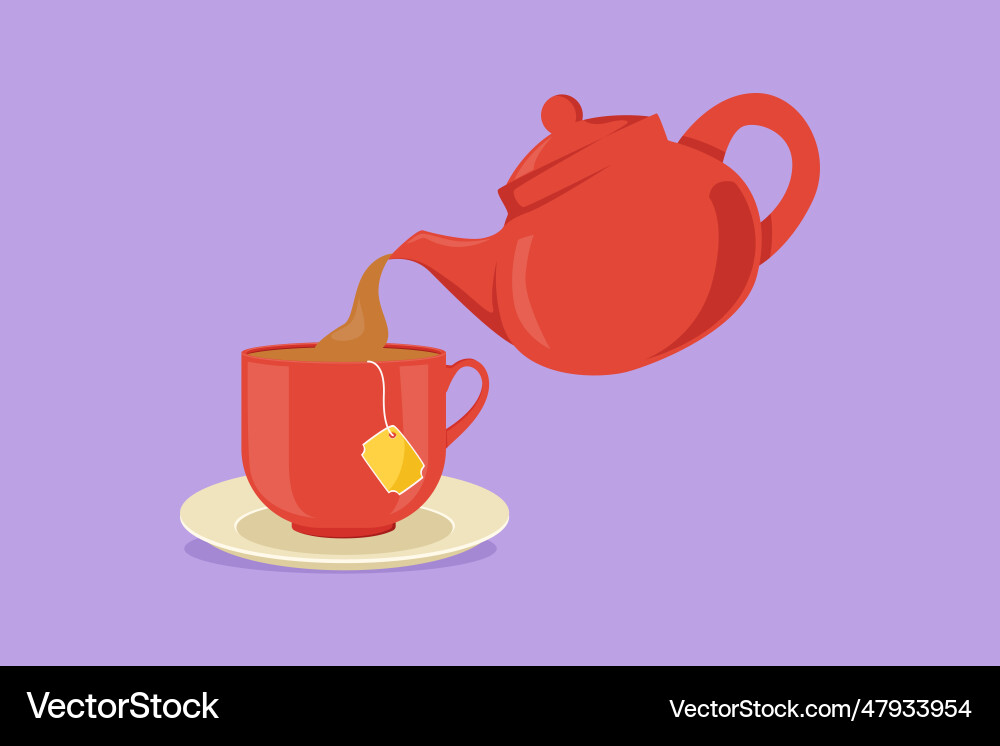 Character flat drawing teapot pouring tea Vector Image