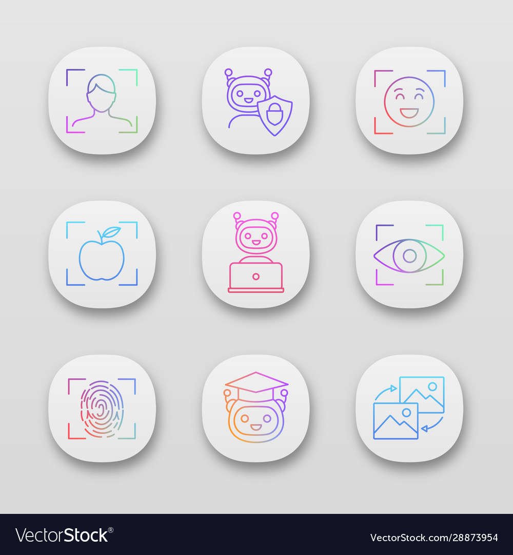 Machine Learning App Icons Set Royalty Free Vector Image