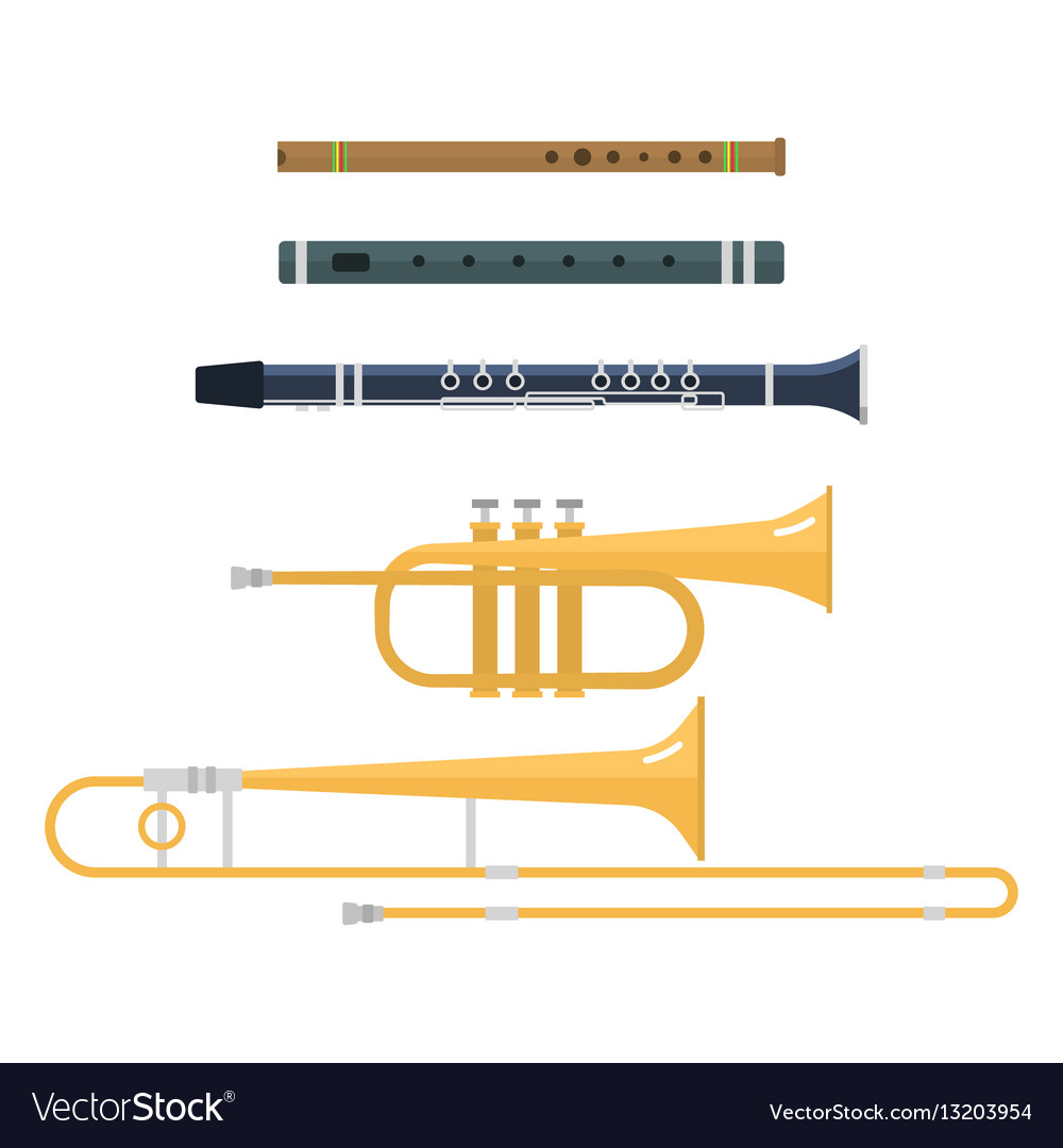 Wind musical instruments Royalty Free Vector Image
