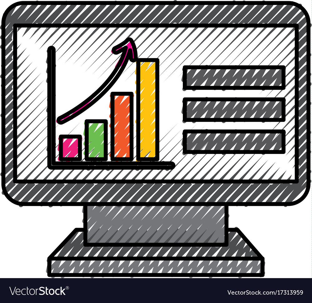 Computer technology with financial graph chart Vector Image