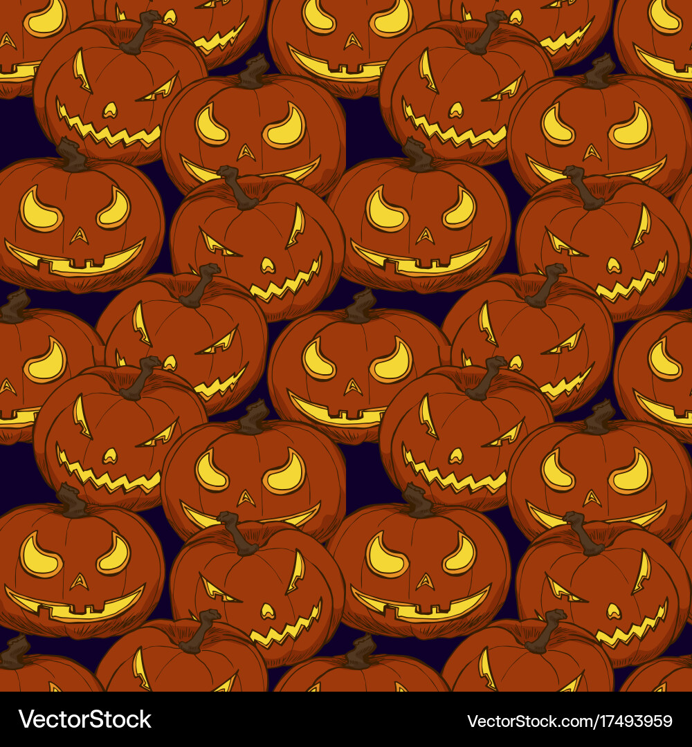 Halloween seamless pattern with pumpkins Vector Image