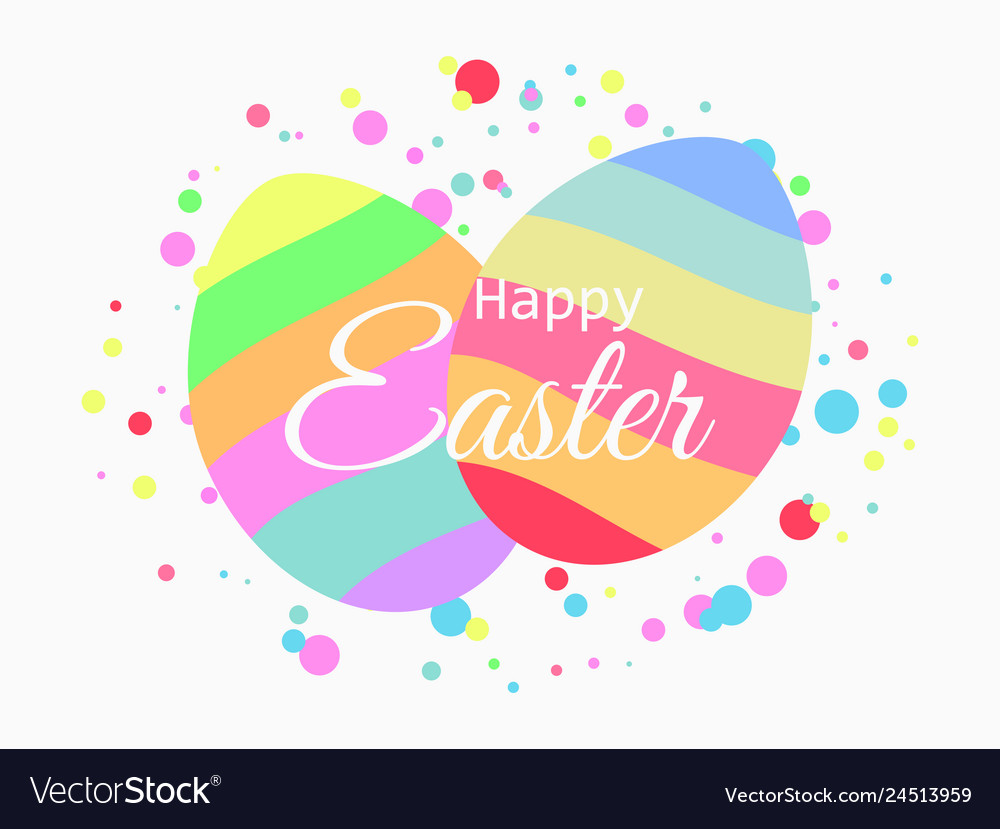 Happy easter striped easter eggs Royalty Free Vector Image