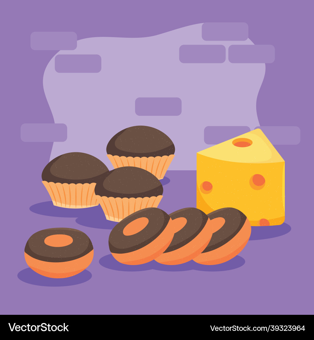 Donuts and cupcake Royalty Free Vector Image - VectorStock