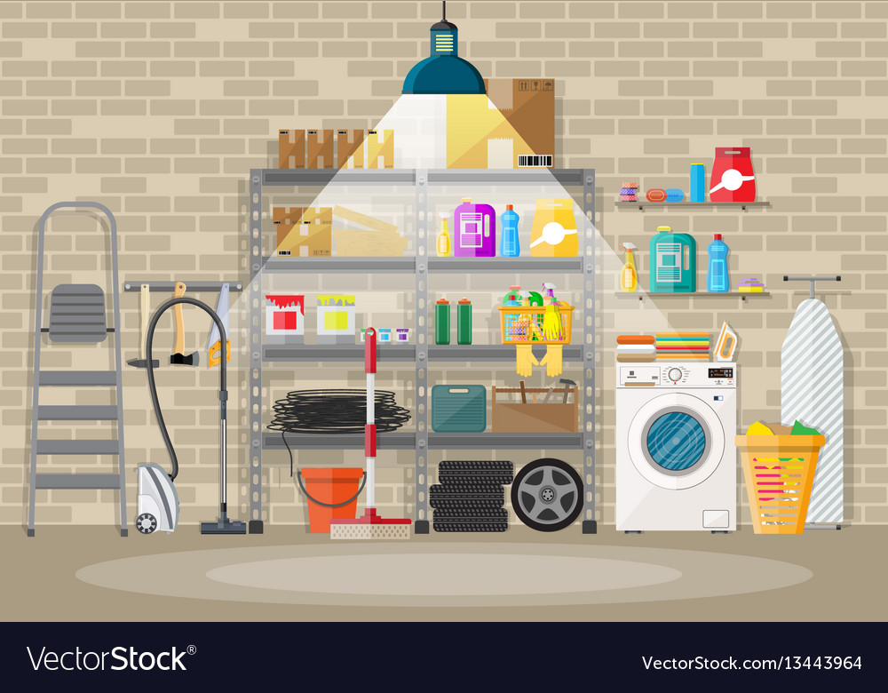 Interior modern storeroom Royalty Free Vector Image