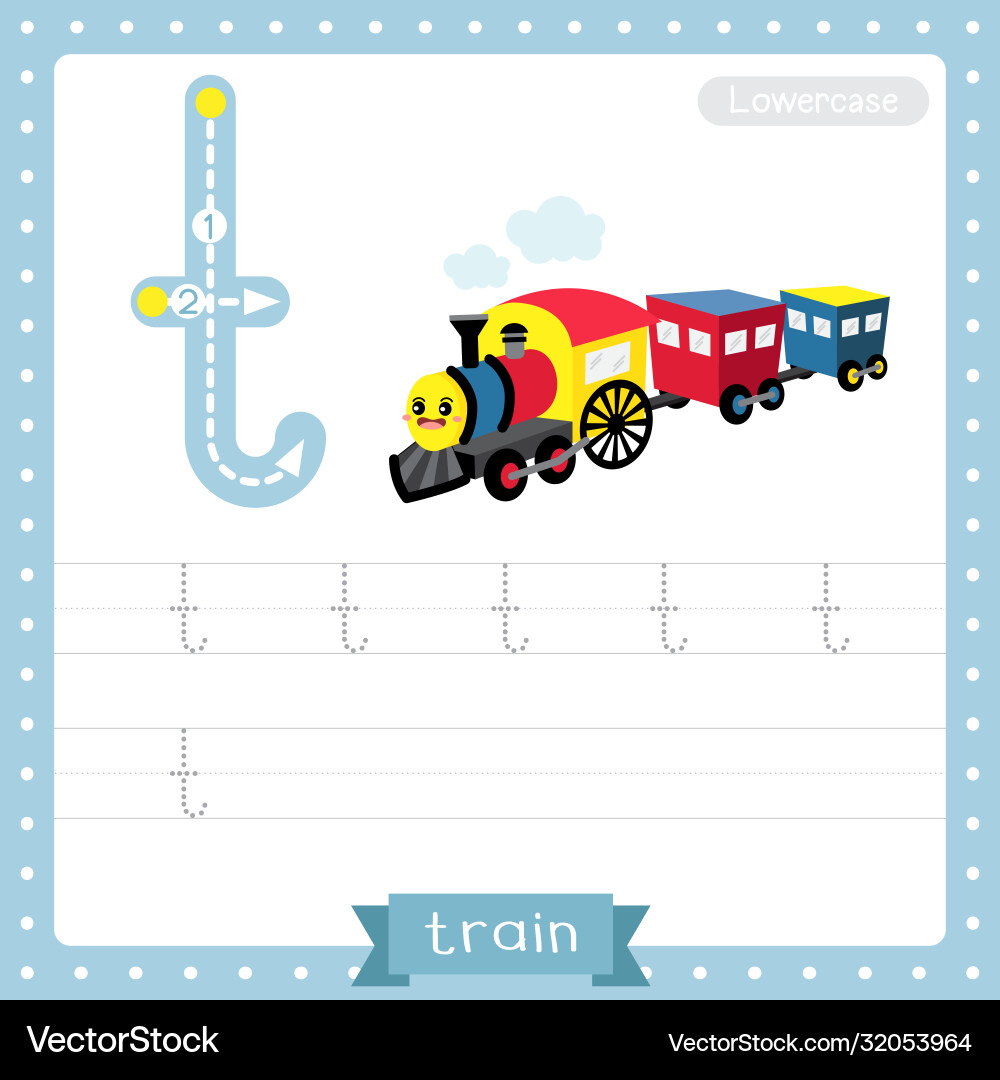 Letter t lowercase tracing practice worksheet Vector Image