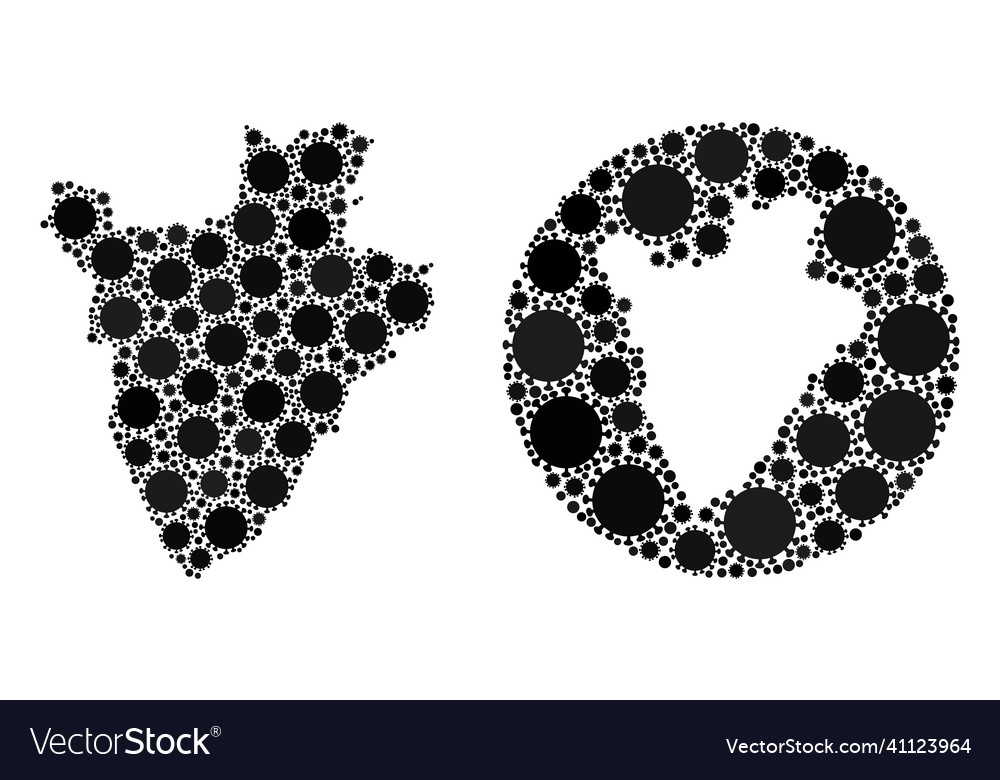 Sars virus mosaic inverted and black burundi map Vector Image
