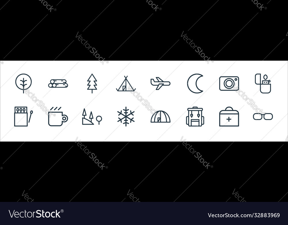 Camping line icons linear set quality line set Vector Image