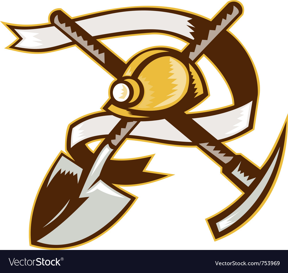 Coal Miner Hardhat Spade Shovel Royalty Free Vector Image