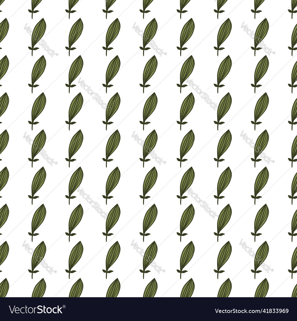 Exotic Outline Leaves Seamless Pattern Nature Vector Image