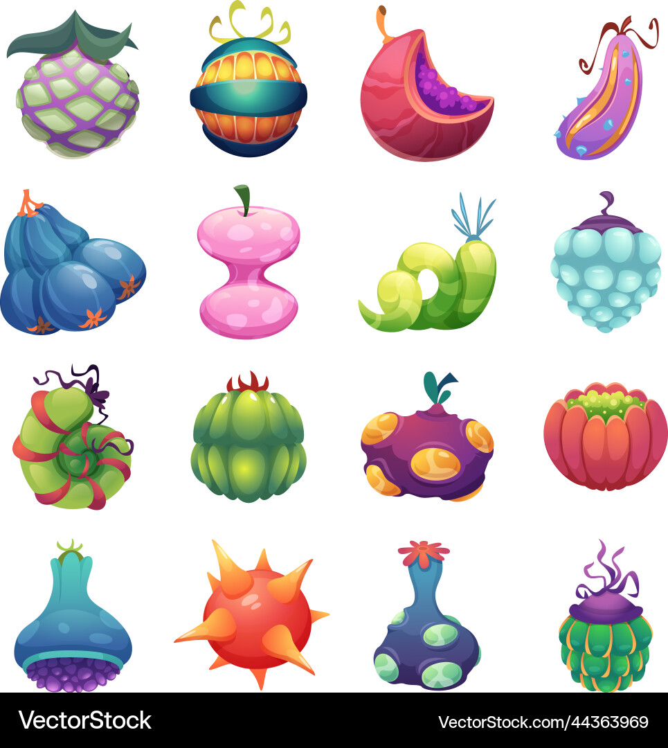Fairytale Plants Decorative Fantasy Fruits Vector Image