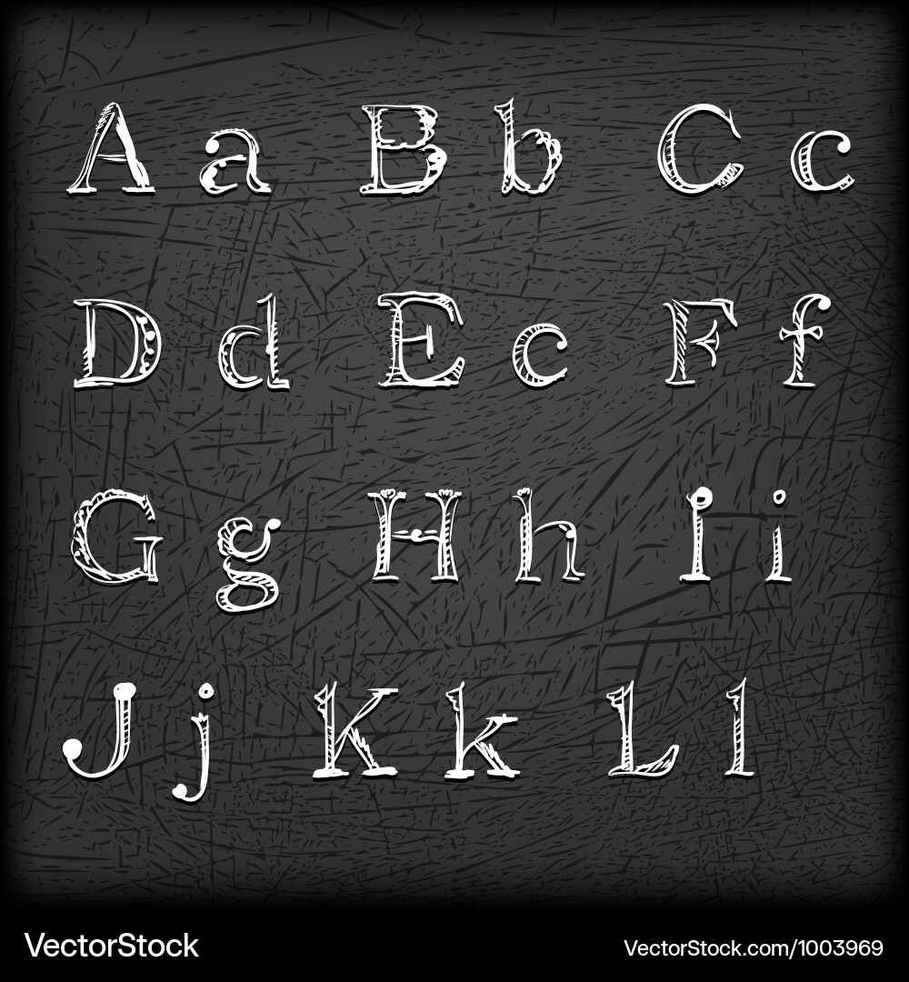 Sketched hand drawn alphabet a-l Royalty Free Vector Image