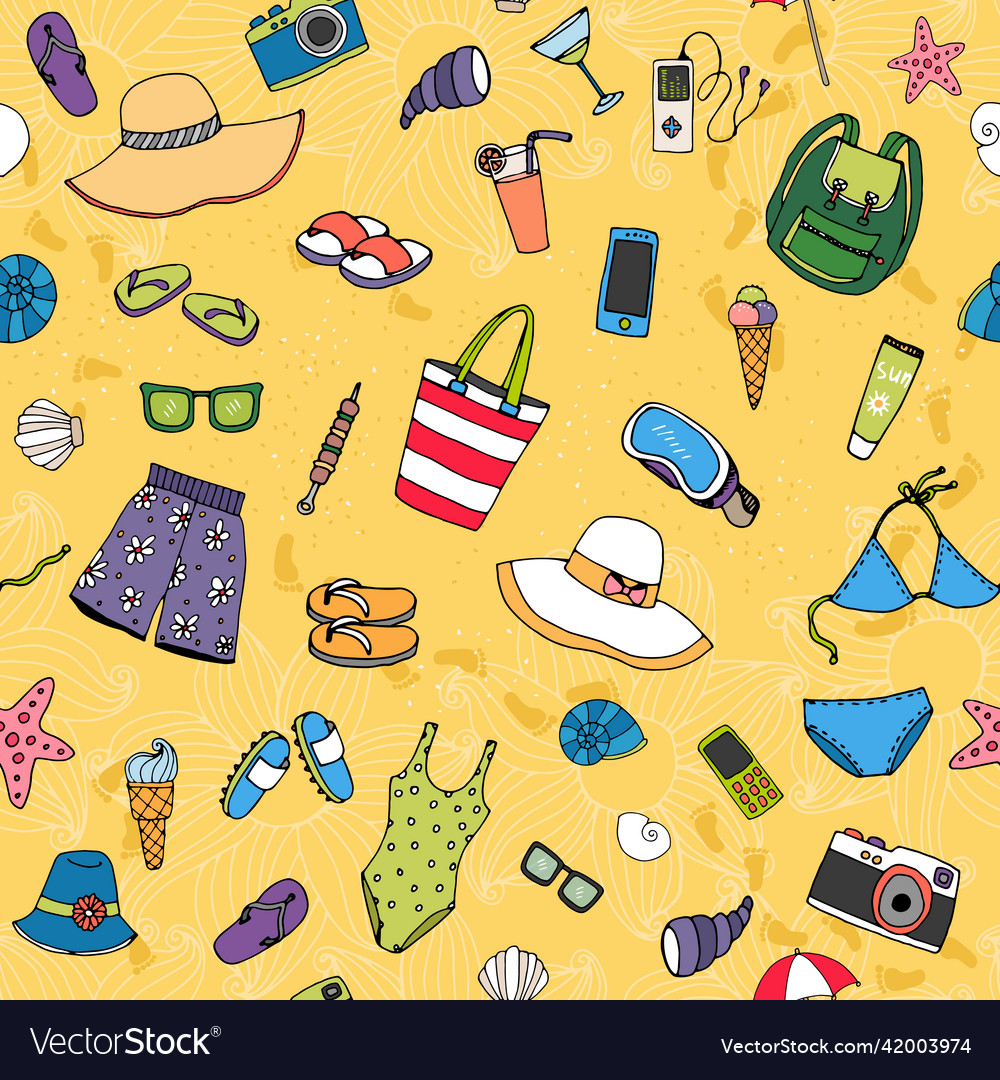 Beach seamless background pattern Royalty Free Vector Image