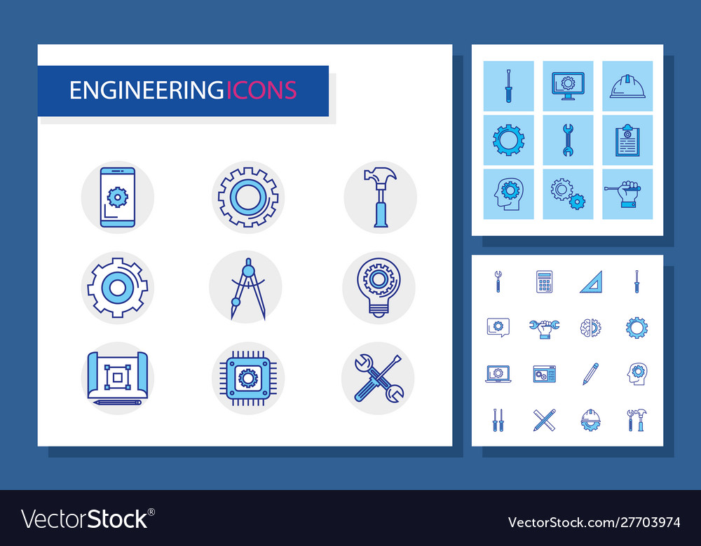 Bundle engineering set icons Royalty Free Vector Image