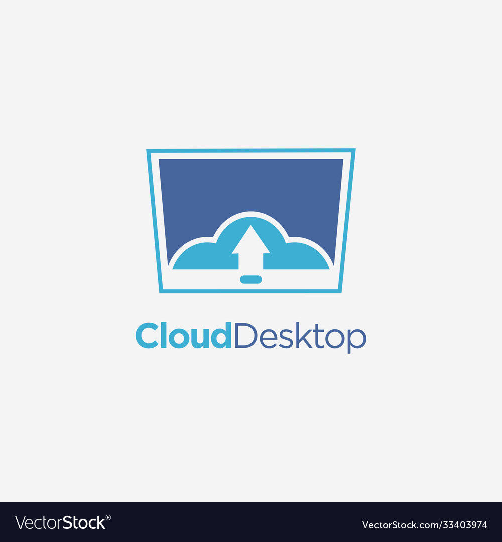Cloud computer screen desktop logo icon template Vector Image