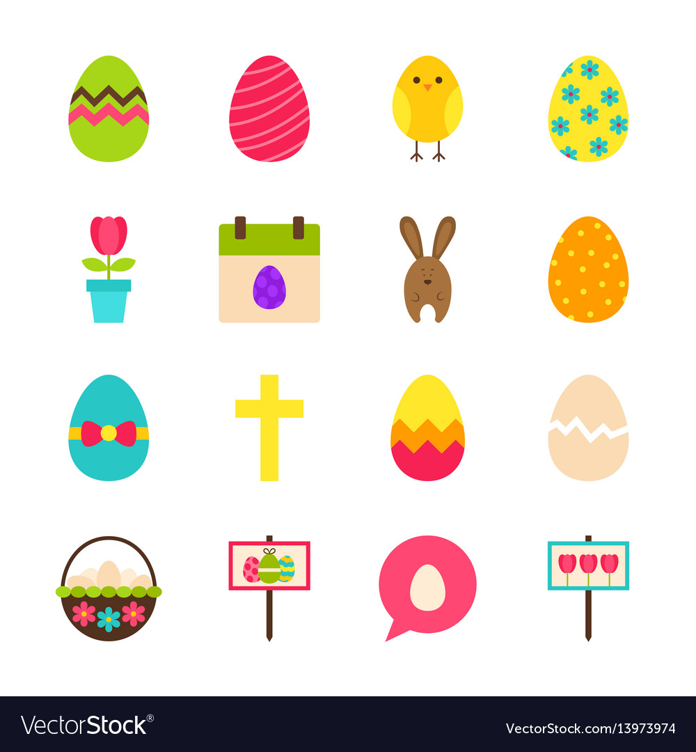 Happy easter objects Royalty Free Vector Image