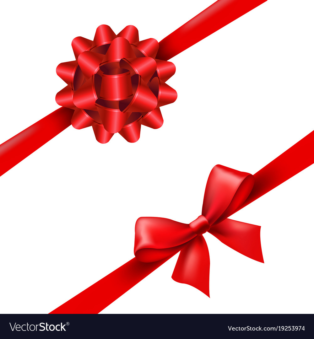 Red ribbon bow set Royalty Free Vector Image - VectorStock