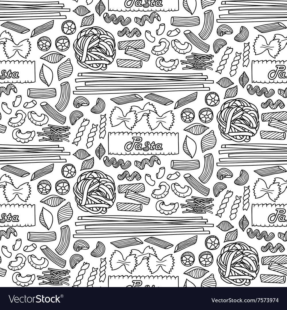 Seamless pattern with pasta Royalty Free Vector Image