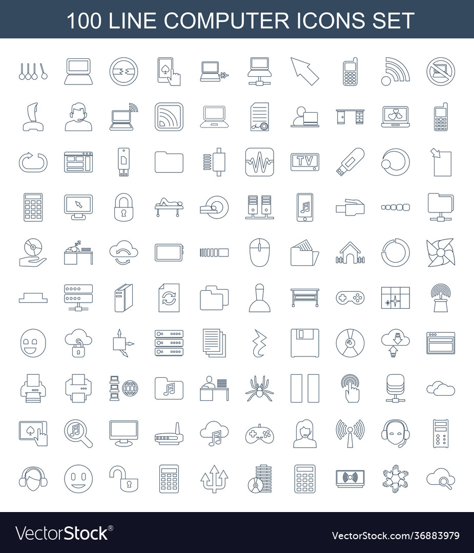 100 computer icons Royalty Free Vector Image - VectorStock
