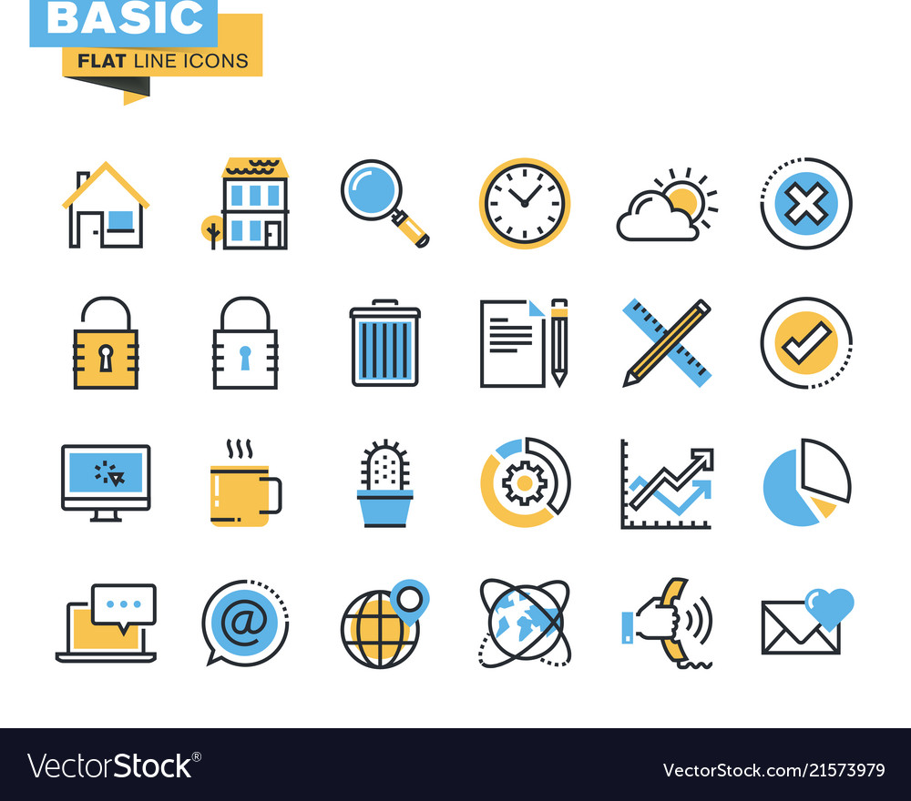 Flat line icon pack for designers and developers Vector Image