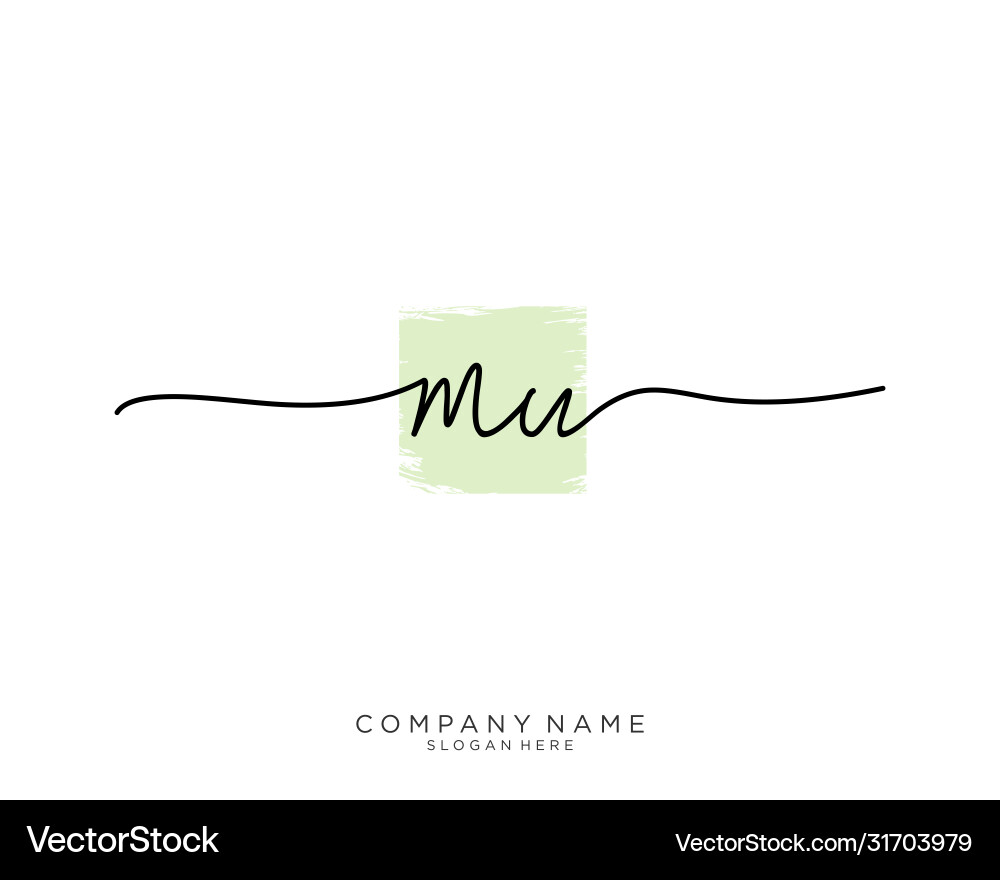Mu initial handwriting logo design Royalty Free Vector Image