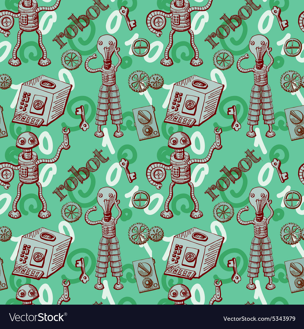 Robots seamless pattern Royalty Free Vector Image