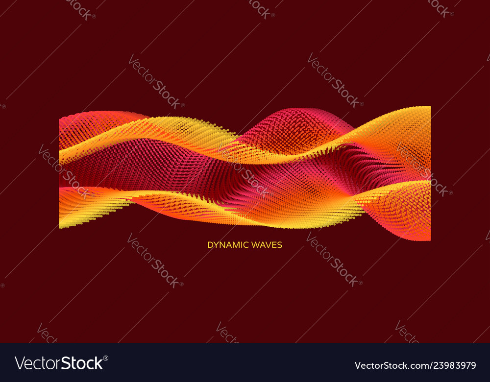 Wavy background array with dynamic particles Vector Image