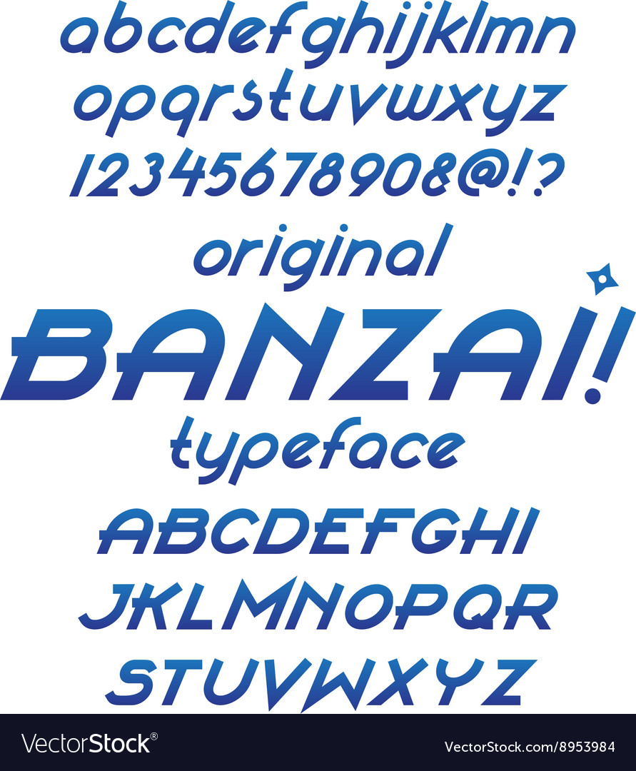 Banzai typeface Royalty Free Vector Image - VectorStock